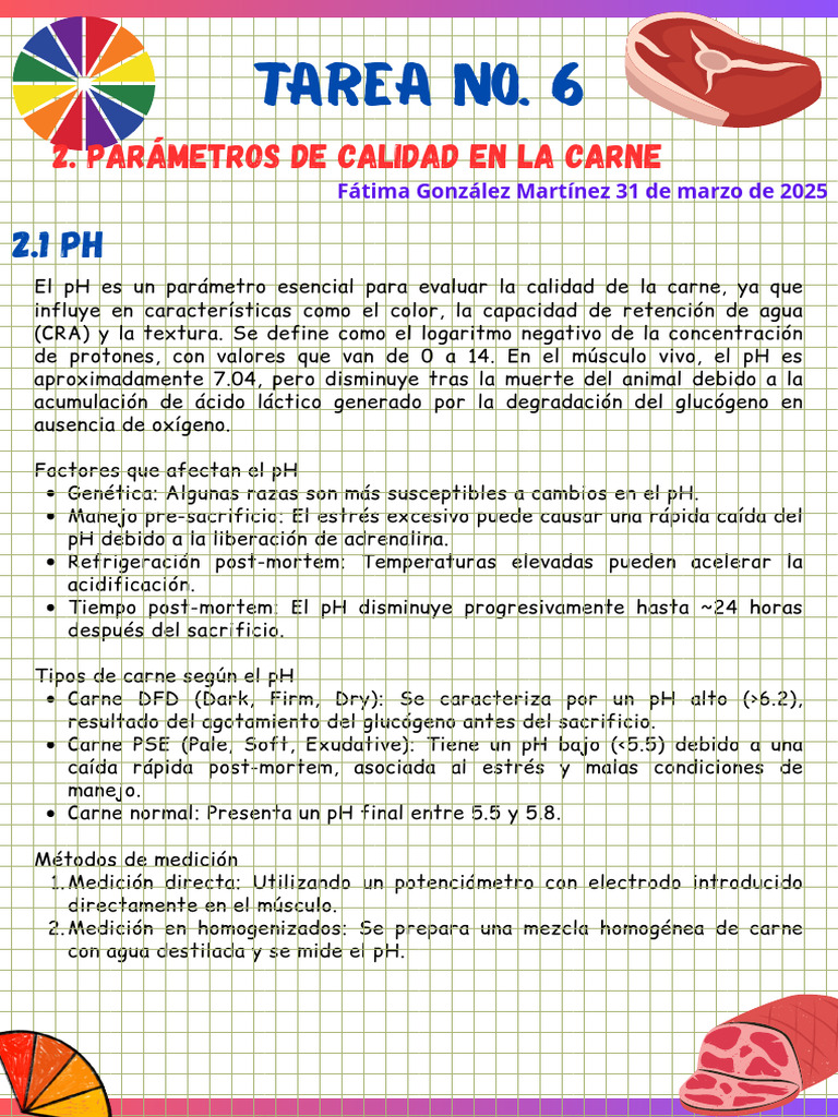 Calidad de la Carne: pH, CRA y Textura | PDF | Ph | Carne