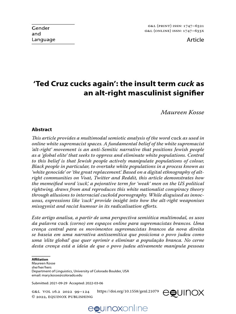 Cuck as Alt-Right Masculinist Meme | PDF | Alt Right | Semantics