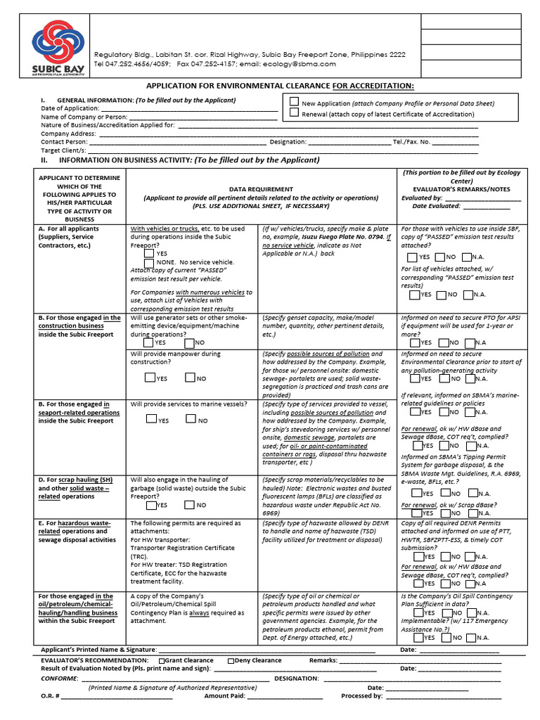 Environmental Clearance Application Form | PDF | Pollution ...