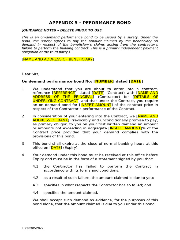RM6073 Performance Bond Template | PDF | Surety | Assignment (Law)