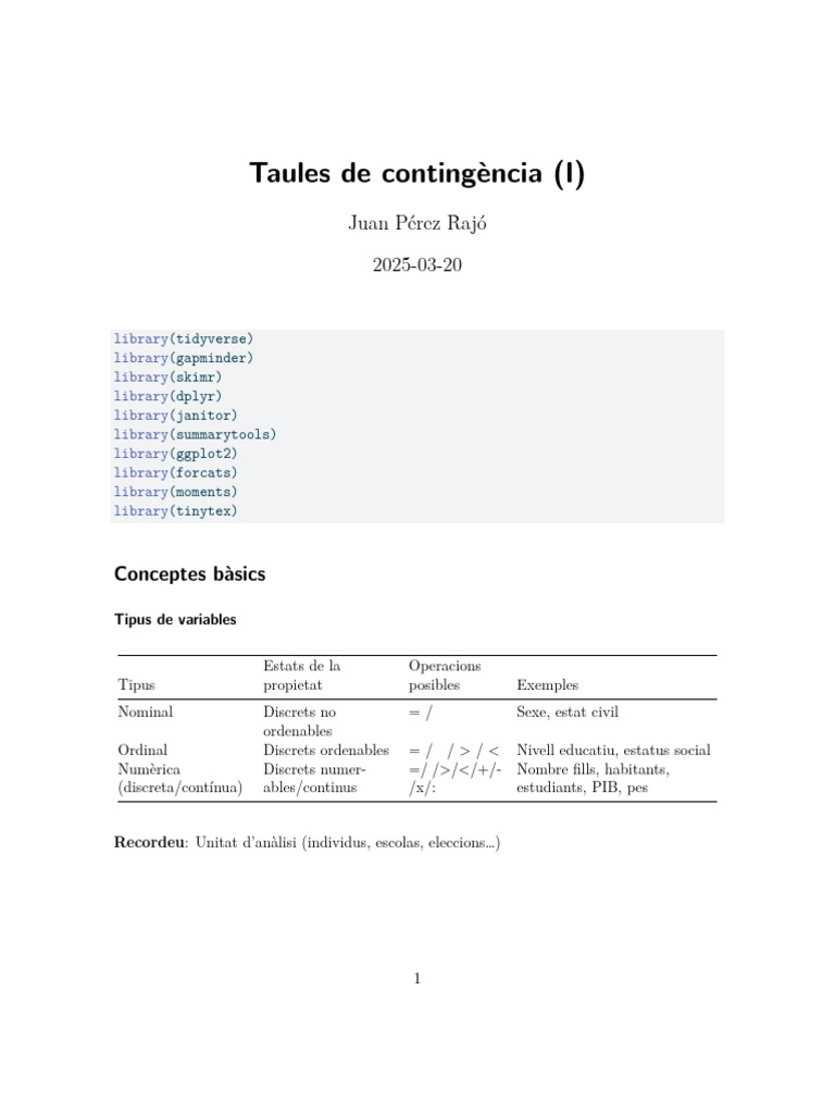 Taules Contingència-1 | PDF