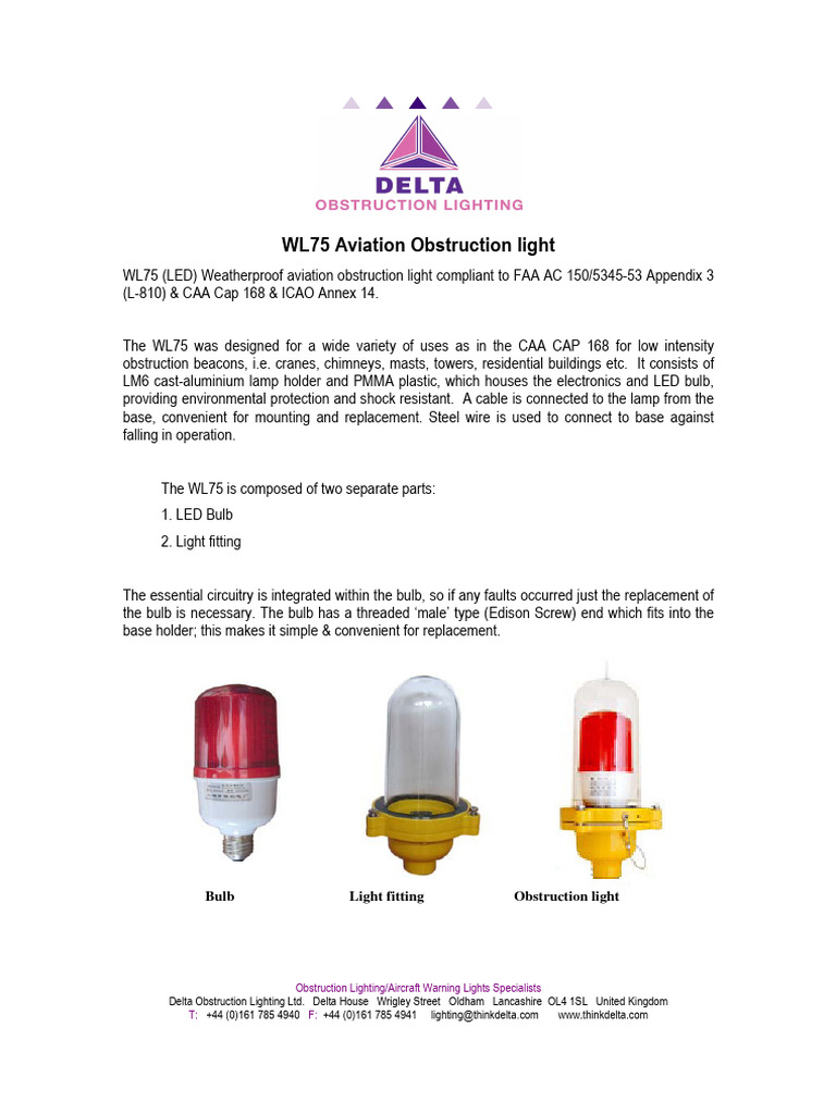 WL75 48V DC Data Sheet 2 | PDF | Lighting | Light Emitting Diode