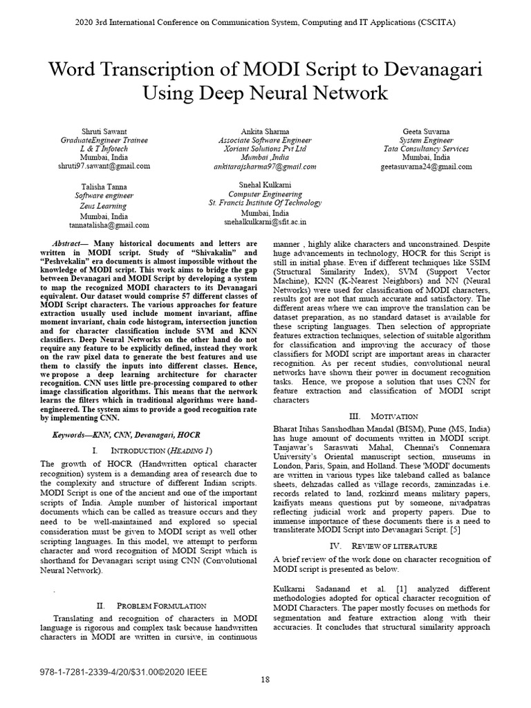 Word_Transcription_of_MODI_Script_to_Devanagari_Using_Deep_Neural_Network | PDF | Image ...