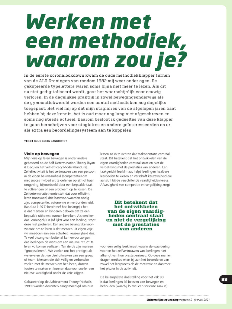 Werken Met Een Methodiek Waarom Zou Je - Klein Lankhorst (Praktijk) | PDF