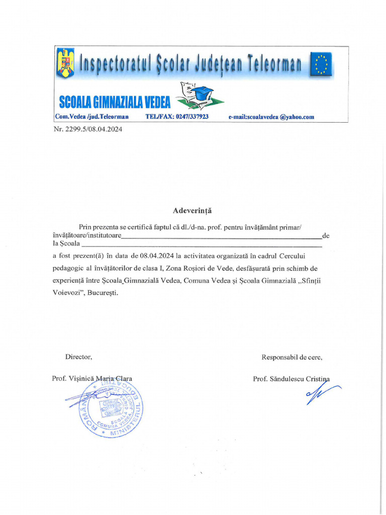 Adeverințe Cerc | PDF