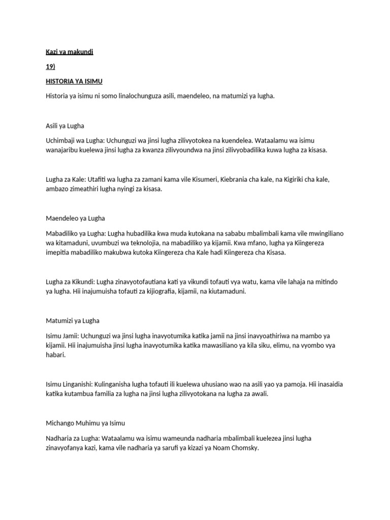 Historia Ya Isimu | PDF