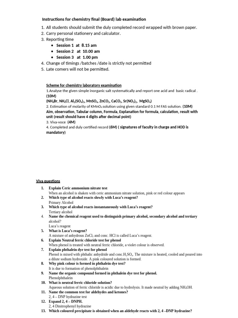 Chem Board Lab Exam 2025 | PDF | Ester | Carboxylic Acid