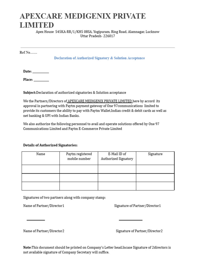 SF__Declaration of the Authorized Signatory (1) (1) | PDF