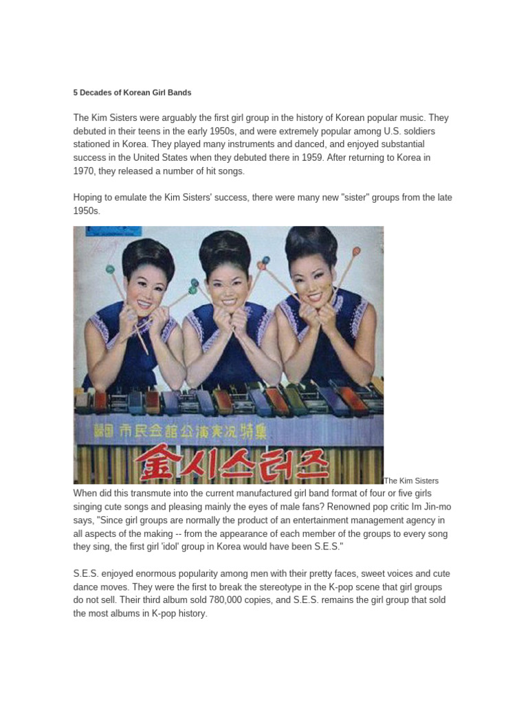Evolution of Korean Girl Bands | PDF | Popular Music | Pop Music