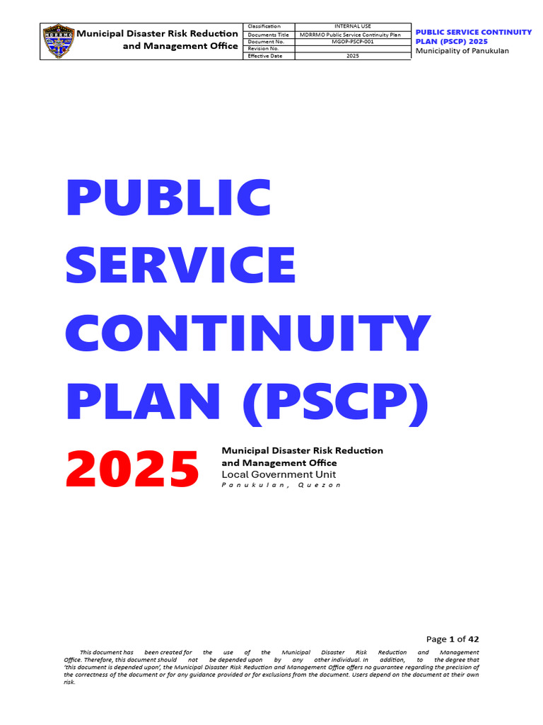 PSCP Draft Panukulan Quezon | PDF | Risk Management | Incident Command System