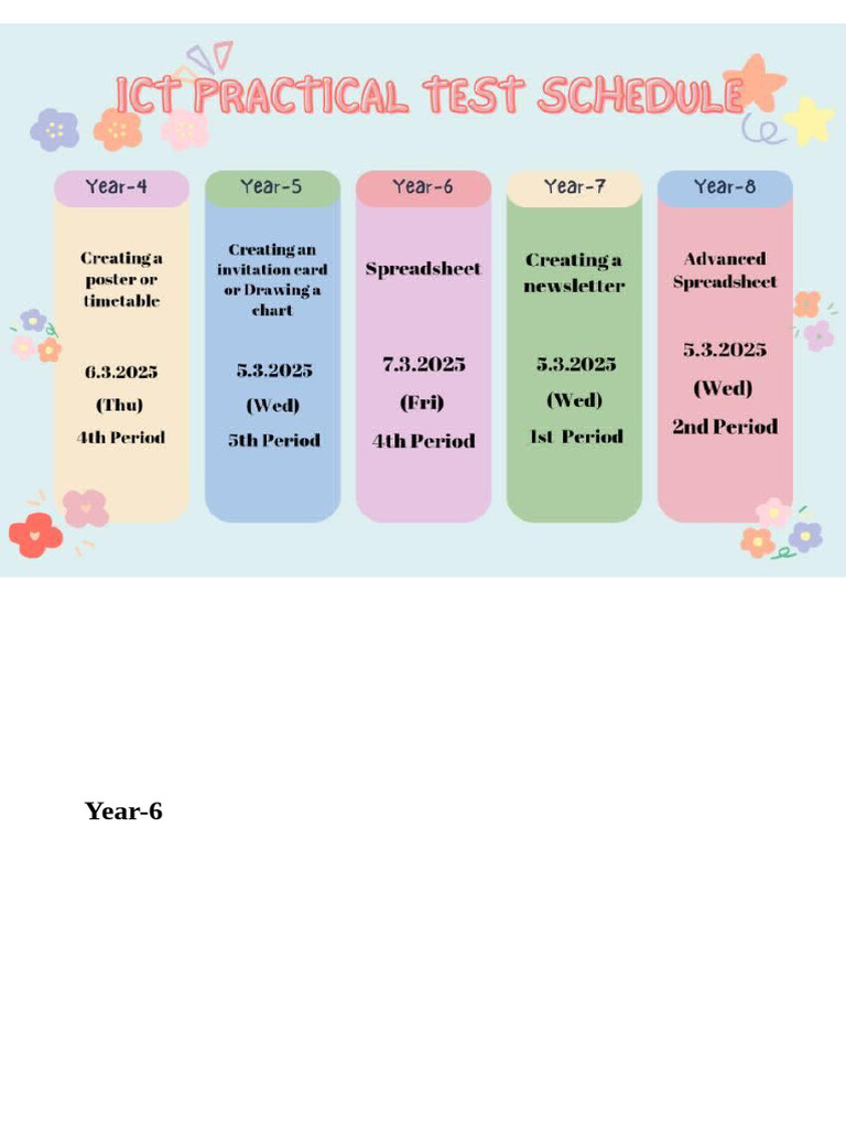 Year 4-6 Practical Test Schedule | PDF | Software | Computing