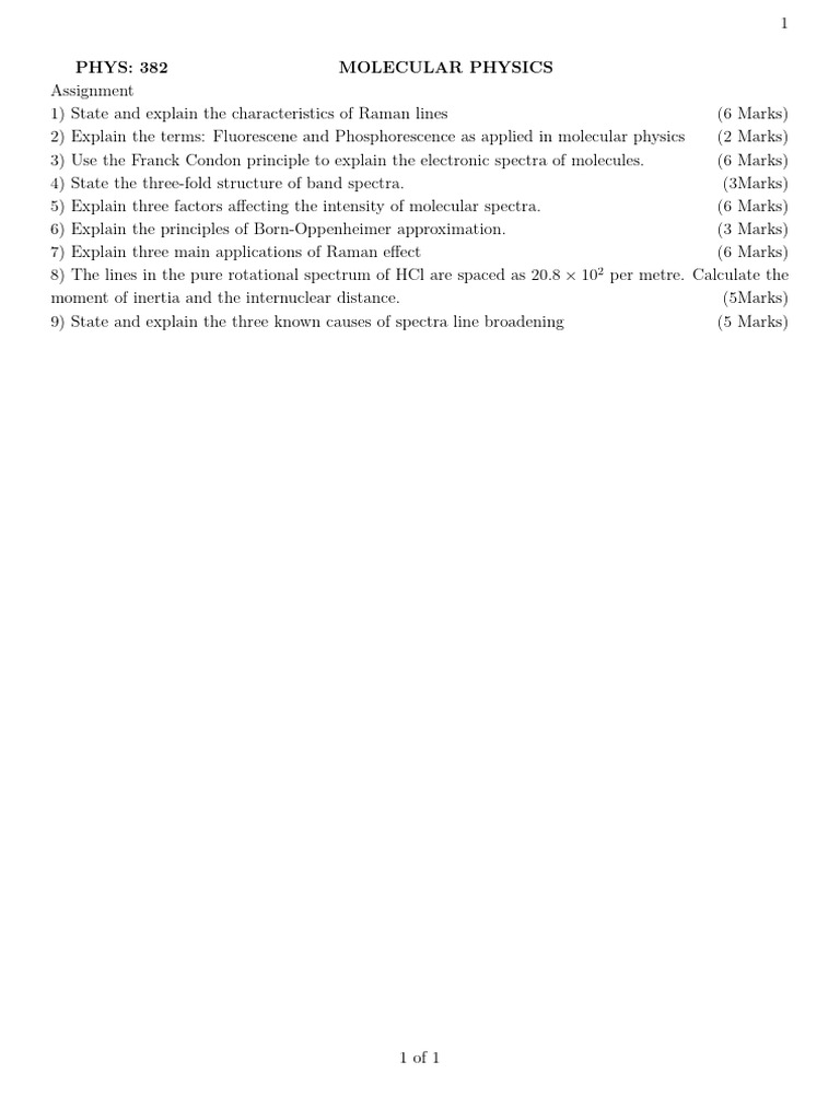 PHYS 382 Molecular Physics | PDF