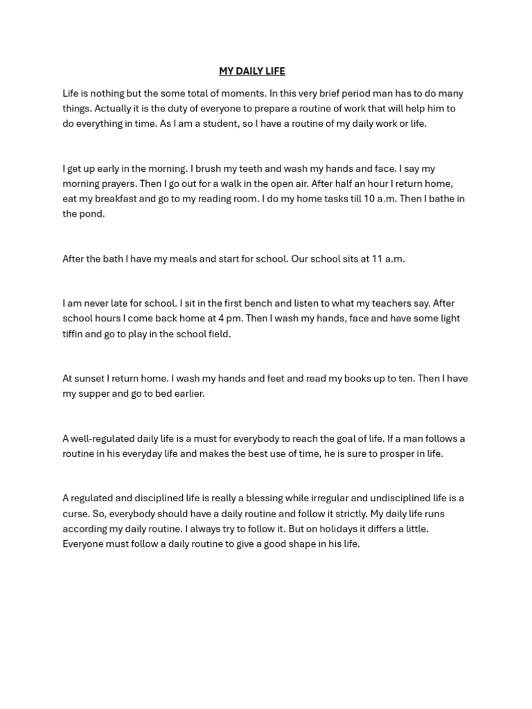 My Daily Life Composition | PDF