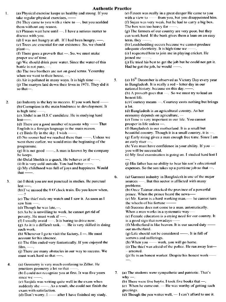 Completing Sentences Examples | PDF