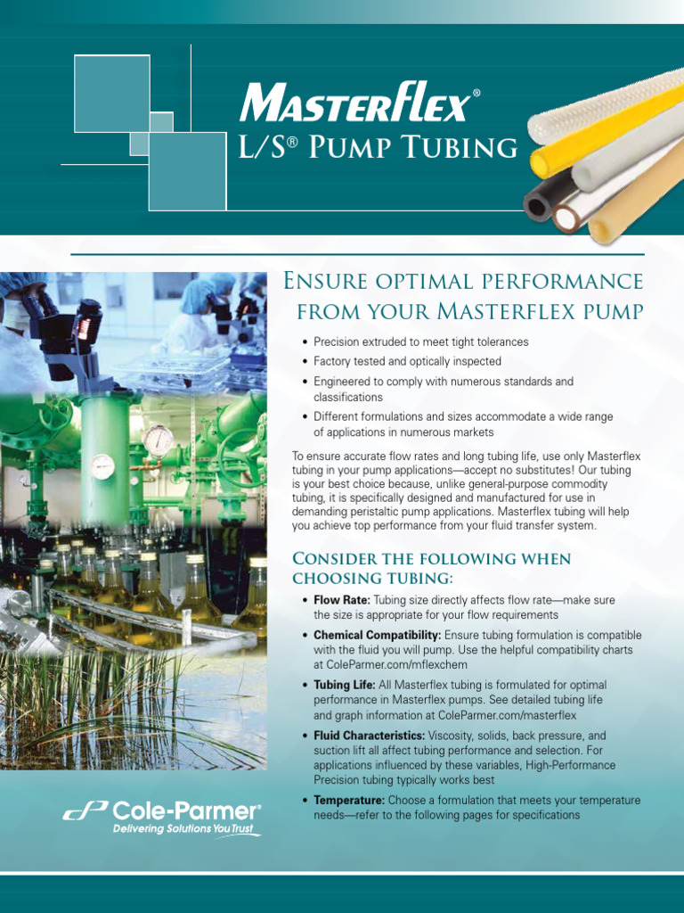 Masterflex L/S Pump Tubing Formulations | PDF | Sterilization (Microbiology) | Pump