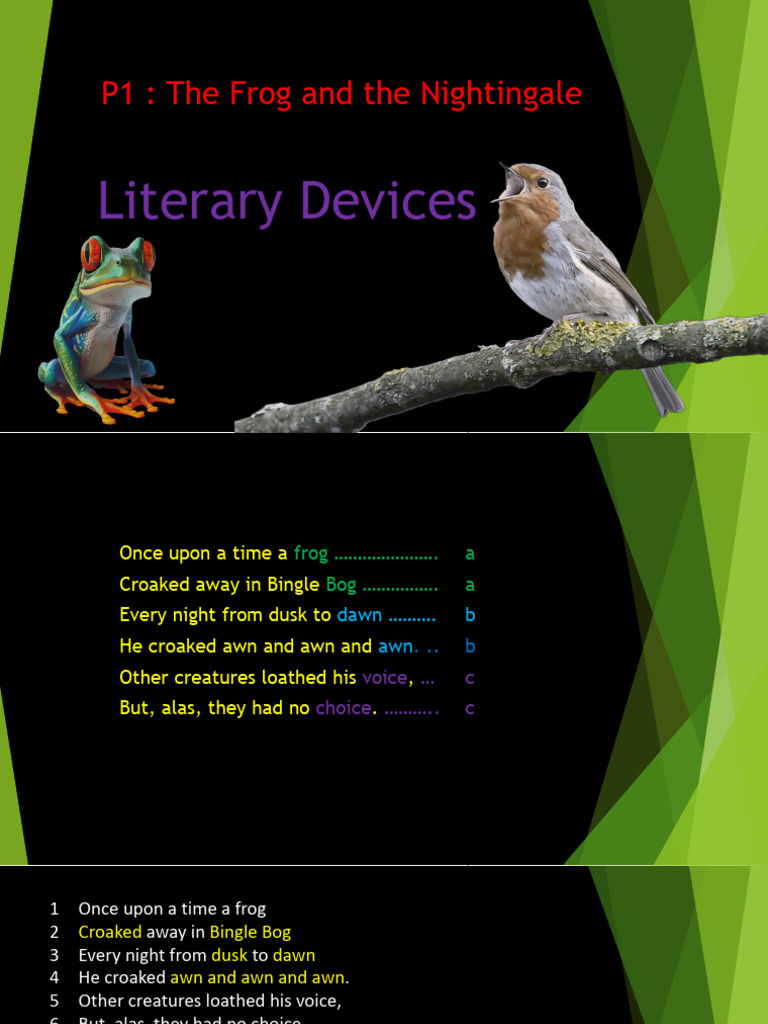 P1 (B) Literary Devices (The Frog and The Nightingale) | PDF | Poetry ...