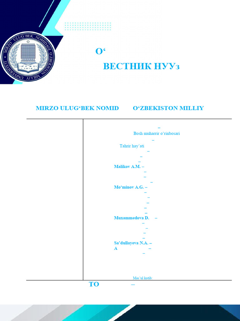 Qirqilgan Mundarija O'zMU | PDF