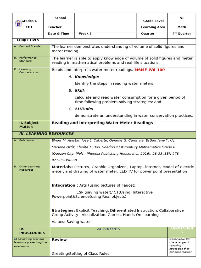 Reading Water Meter for Conservation | PDF | Water Conservation | Learning
