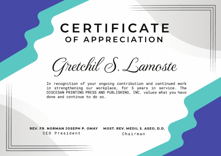 Certificate of Appreciation | PDF