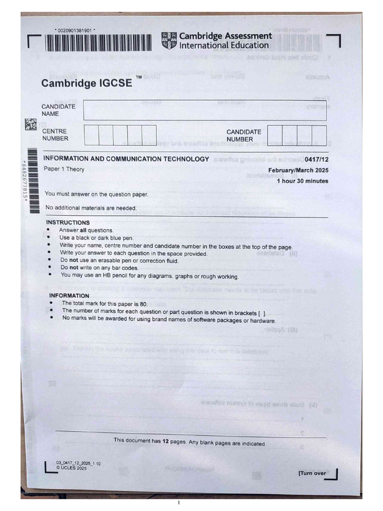 Igcse Paper 12 | PDF