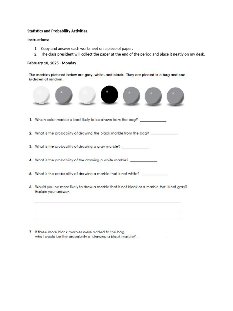 Statistics and Probability Activities | PDF