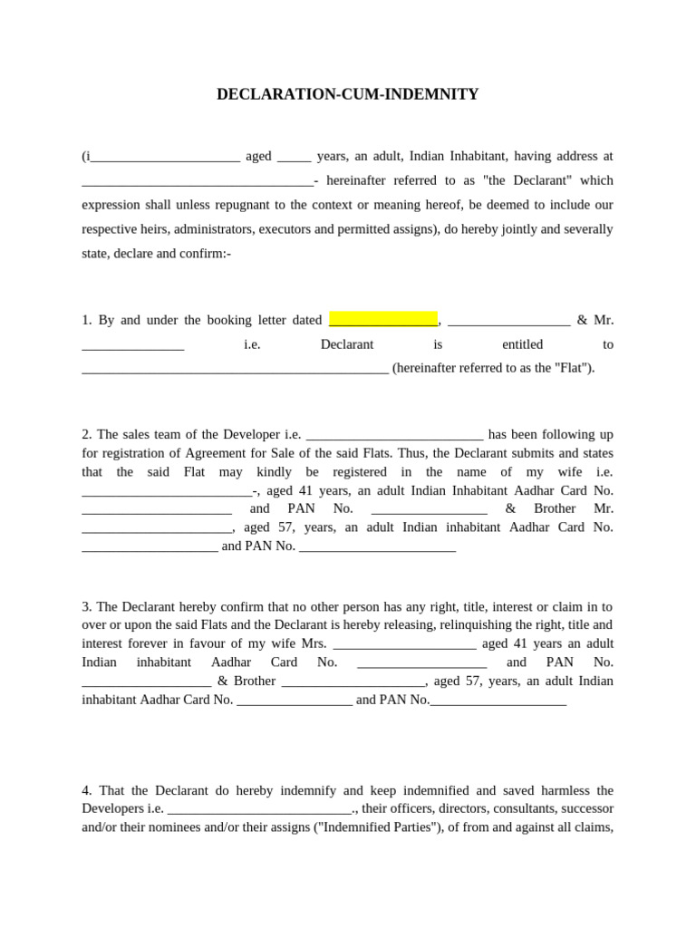 INDEMNITY BOND Cum Affidavit FLAT NO.603-604 | PDF | Indemnity | Legal Remedy