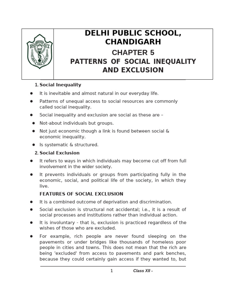 Patterns of Social Inequality and Exclusion Extra Class | PDF | Dalit ...