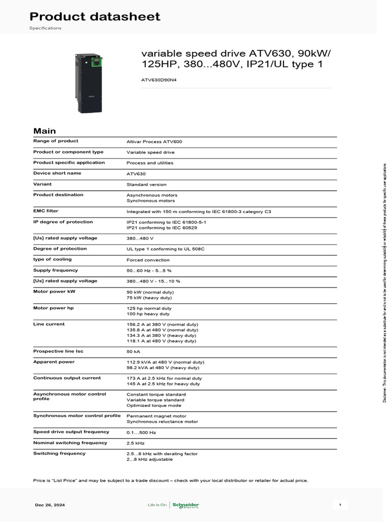 Schneider Electric - Altivar-Process-ATV600 - ATV630D90N4 | PDF ...