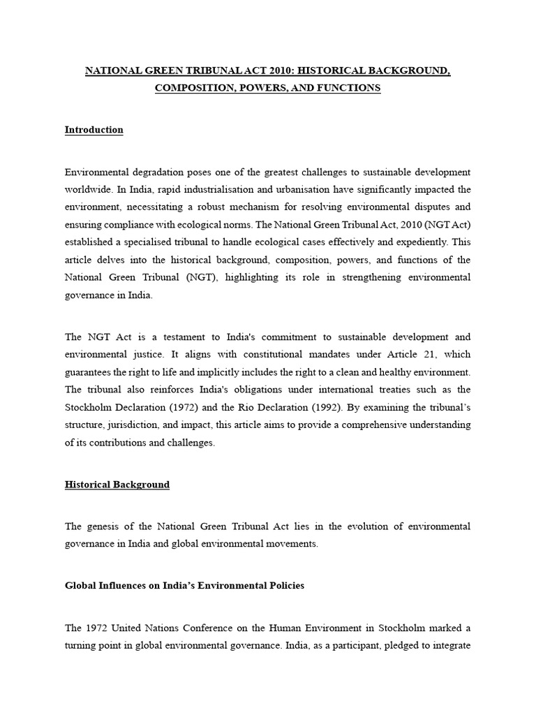 National Green Tribunal Act Overview | PDF | Governance | Environmental Law