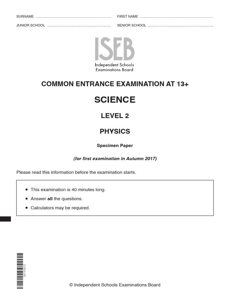 13 Physics Iseb Level 2 2017 | PDF | Planets | Neptune