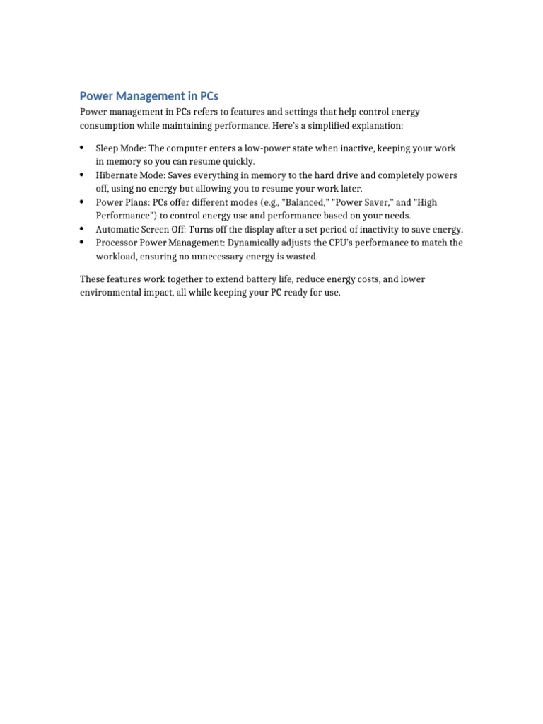 Effective Power Management in PCs | PDF