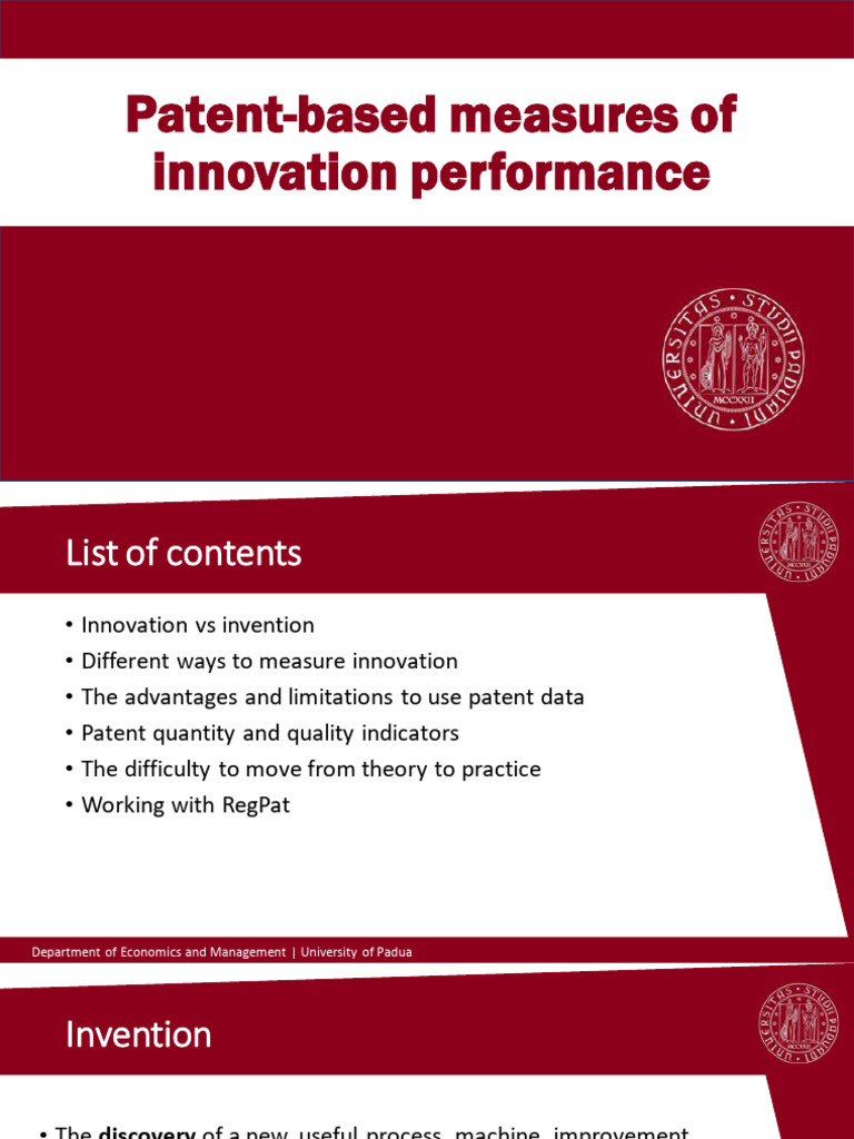 Patent Indicators for Innovation Analysis | PDF | Patent | Innovation