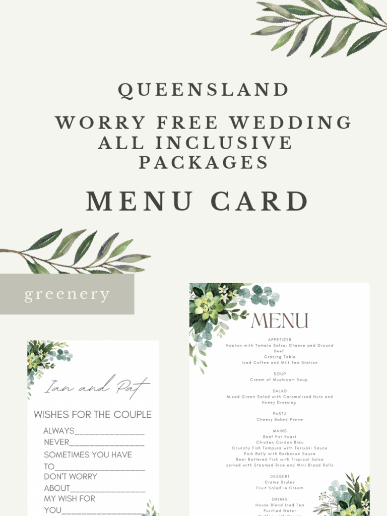 Menu Card and Wish Card | PDF