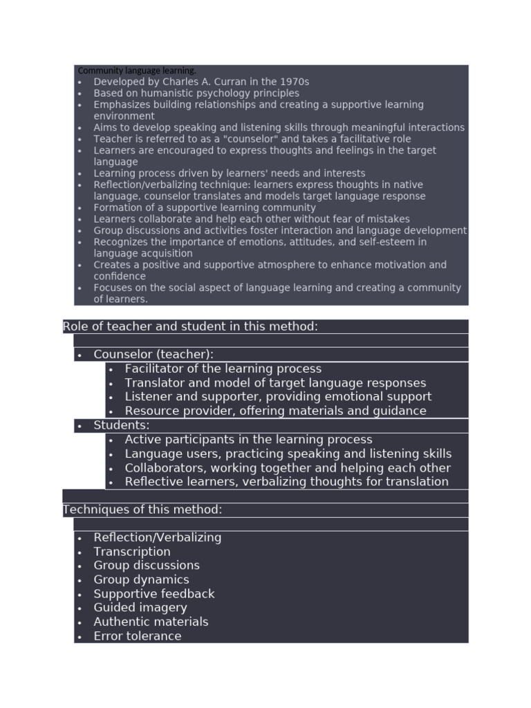 Community Language Learning | PDF