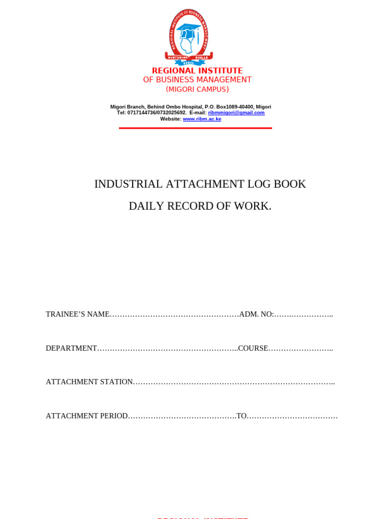 Industrial Attachment Logbook Guide | PDF | Educational Stages