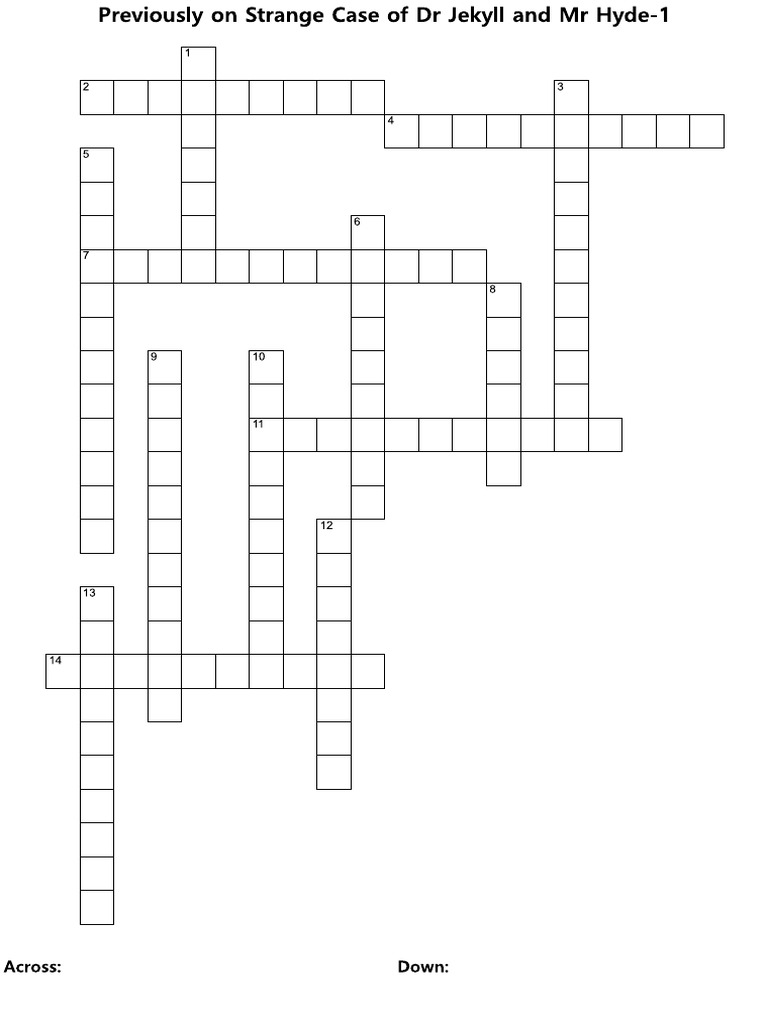 Previously on Strange Case of Dr Jekyll and Mr Hyde-십자낱말퍼즐 | PDF