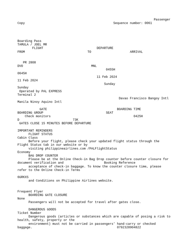 707292855-Philippine-Airlines-Sample-Ticket | PDF | Aviation | Airlines