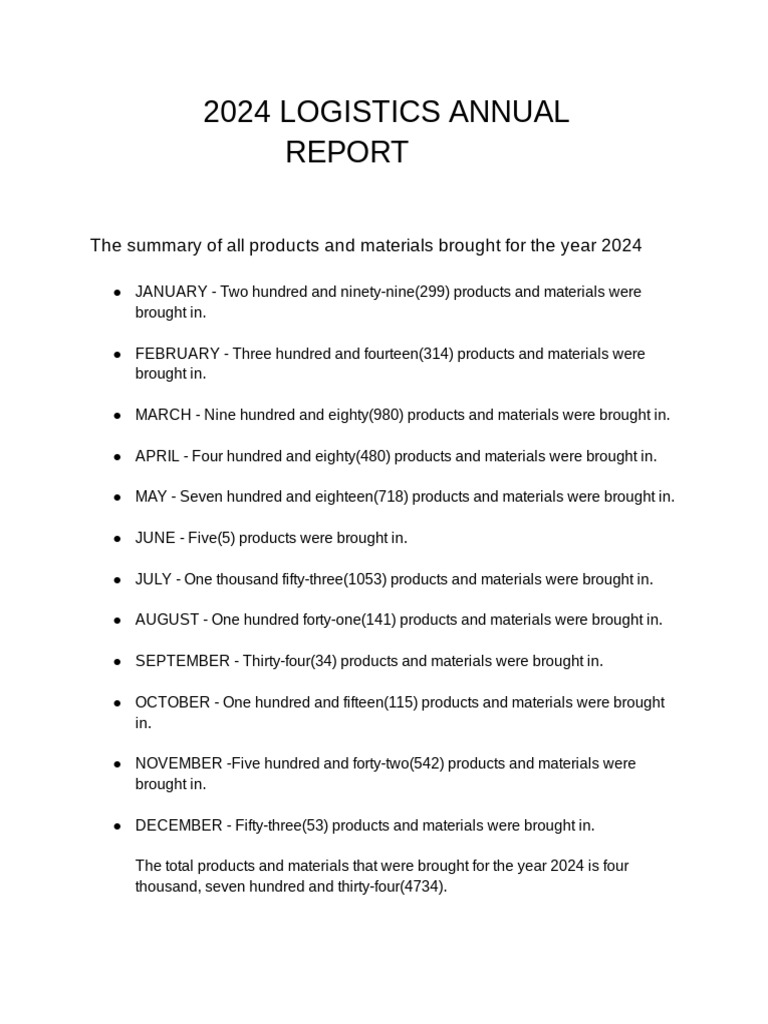 Logistics Annual Report 2 | PDF