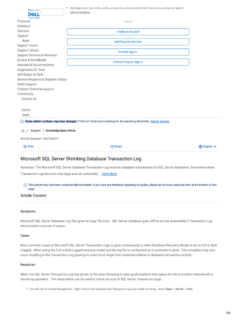 Shrink SQL Files - Steps | PDF