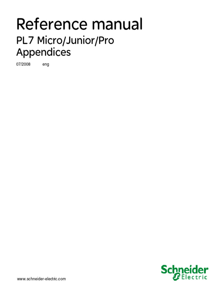 Reference Manual: PL7 Micro/Junior/Pro Appendices | PDF | Arithmetic | Computing
