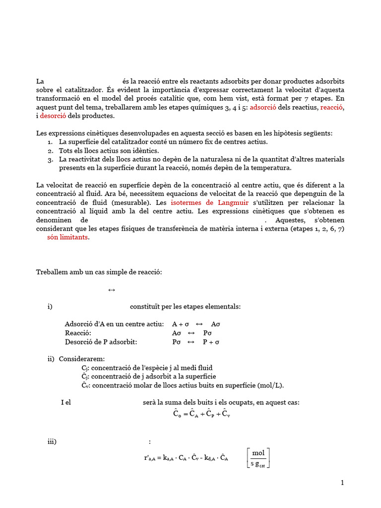 Model de Langmuir-Hinselwood-Hougen-Watson (LHHW) . | PDF