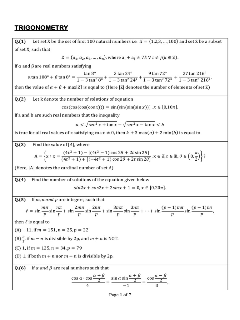 VT Sir Sheets | PDF | Matrix (Mathematics) | Determinant