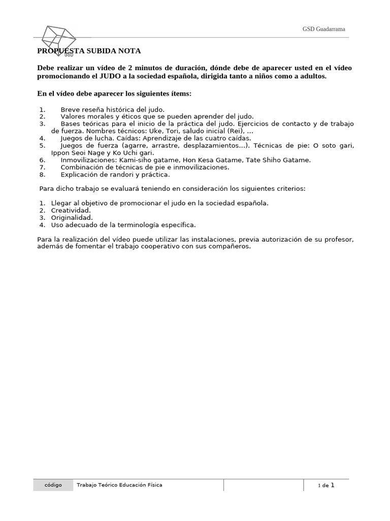 Propuesta Subida Nota 1º Bach. | PDF