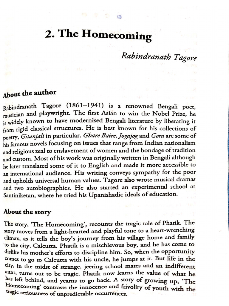 The Home Coming - R. Tagore | PDF