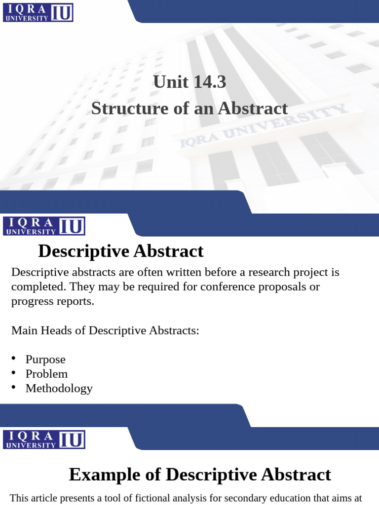 Descriptive vs Informative Abstracts Guide | PDF | Modal Logic ...