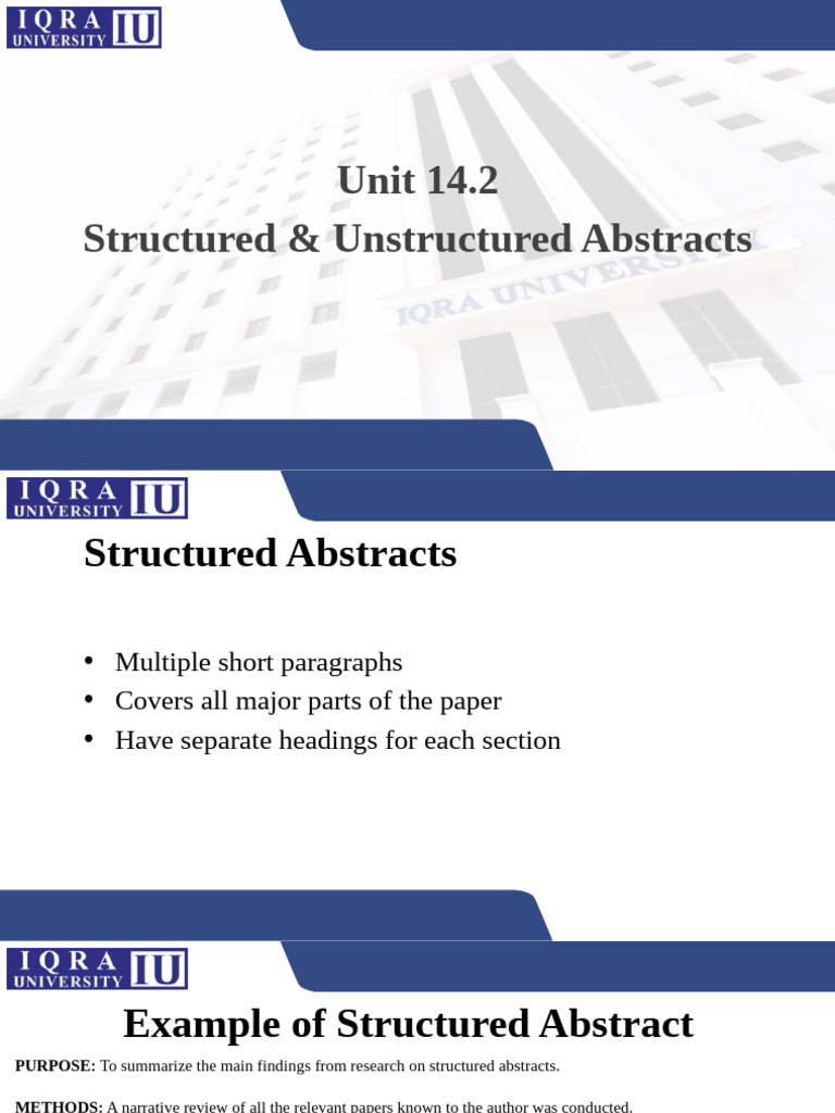 Unit 14.2 - Structured and Unstructured Abstracts | PDF | Abstract (Summary) | Brand