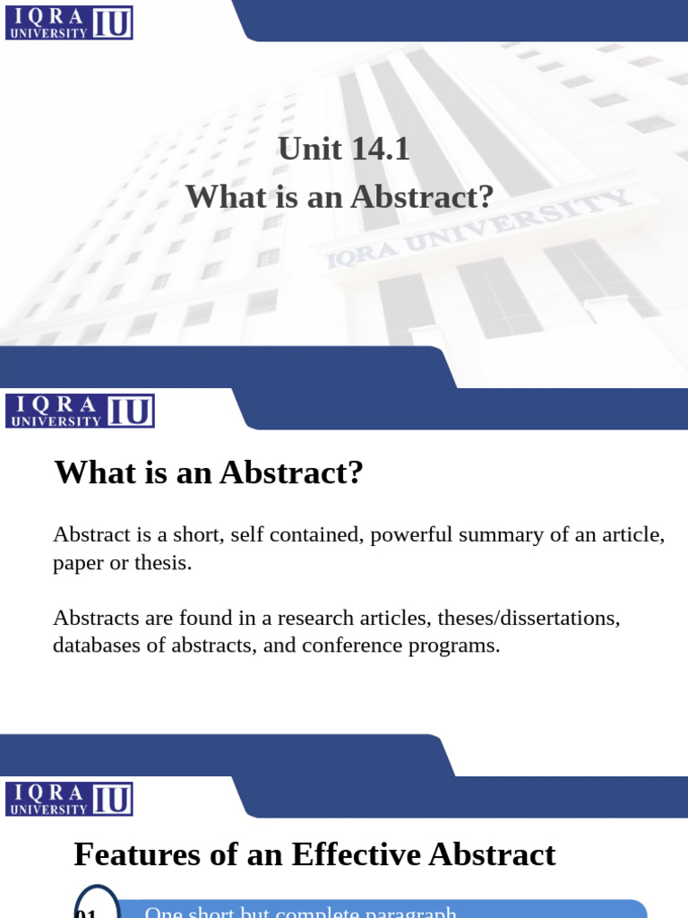 Unit 14.1 - What Is An Abstract | PDF