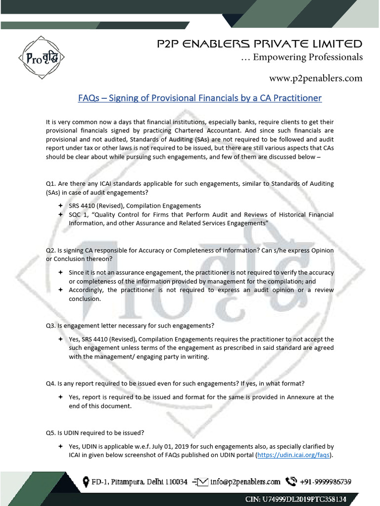 Signing of Provisional Financials by CA | PDF | Audit | Auditor's Report