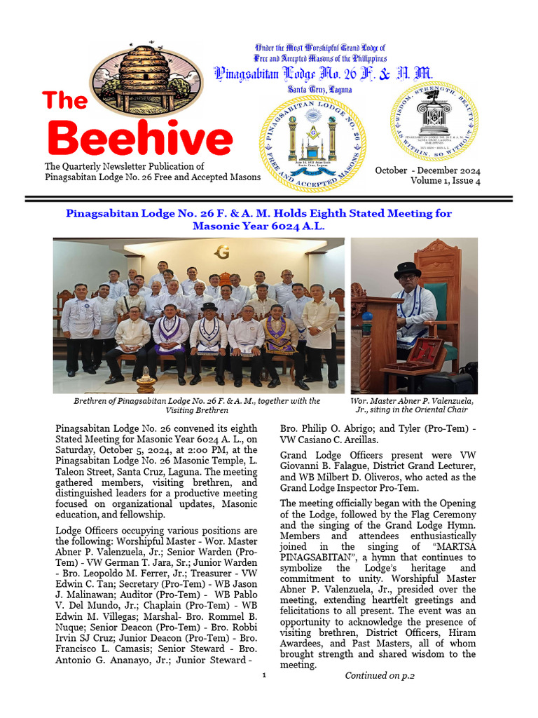The Beehive_Vol 1 Issue 4_Oct-Dec 2024 | PDF | Freemasonry | Virtue