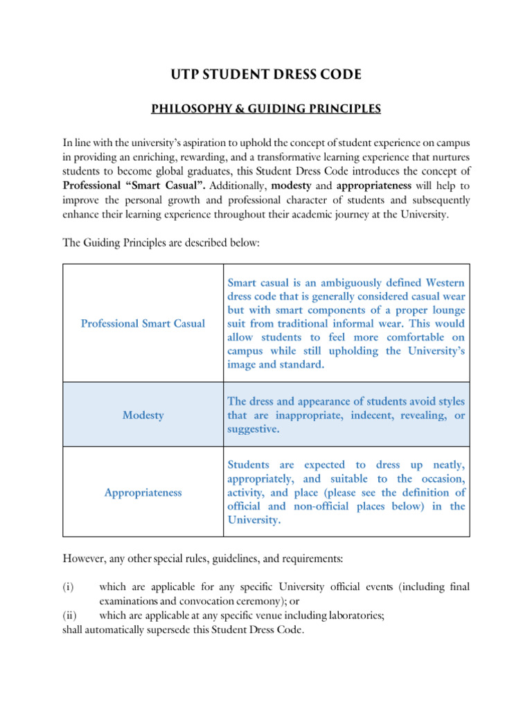 UTP Student Dress Code | PDF